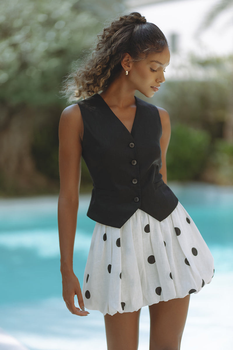 GABBY LINEN VEST - BLACK – CHIC LE FRIQUE - USA