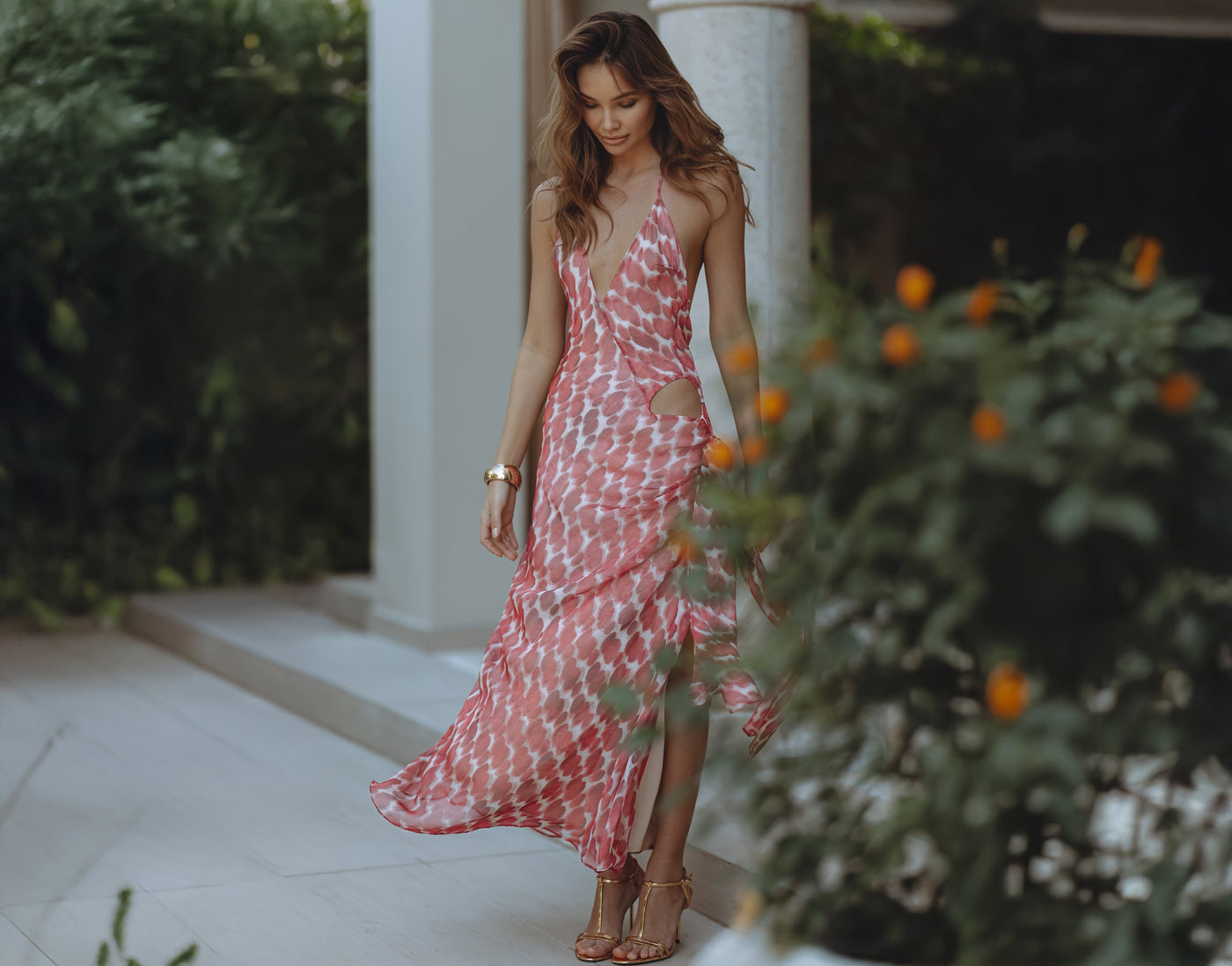 ROMARA LINEN DRESS - FLORAL/ORANGE – CHIC LE FRIQUE - USA